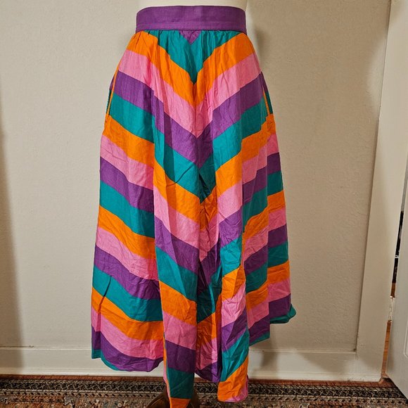 Skirts | Vintage Chevronpatterned Bright Colored 197s Skirt | Poshmark